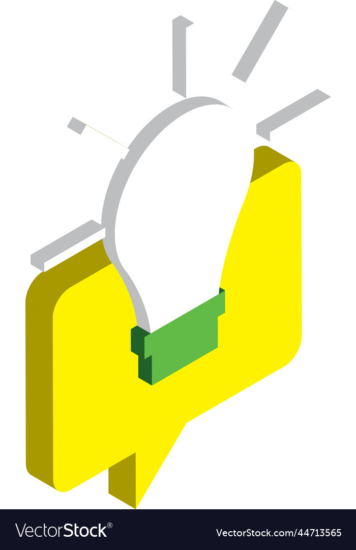 Speech bubbles and light bulbs in 3d isometric Vector Image