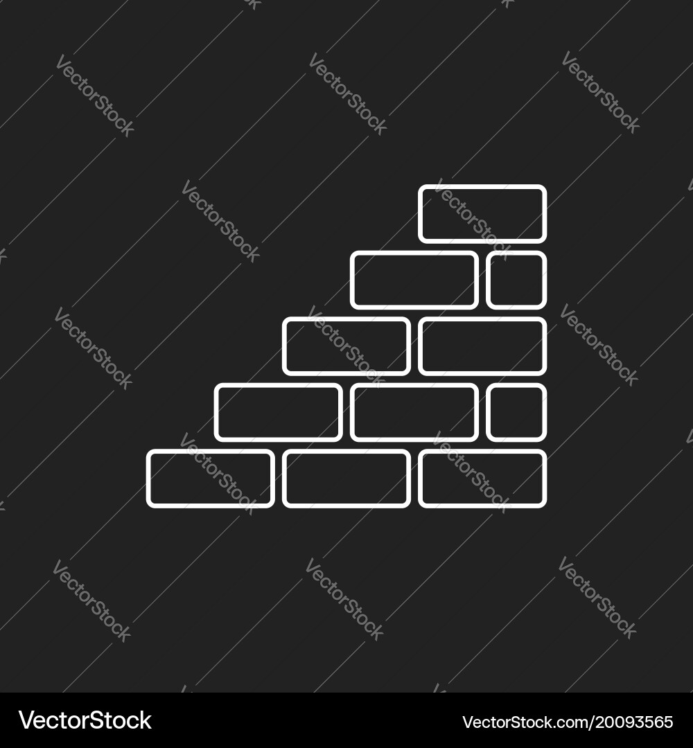 Wall brick icon in flat style isolated on black Vector Image
