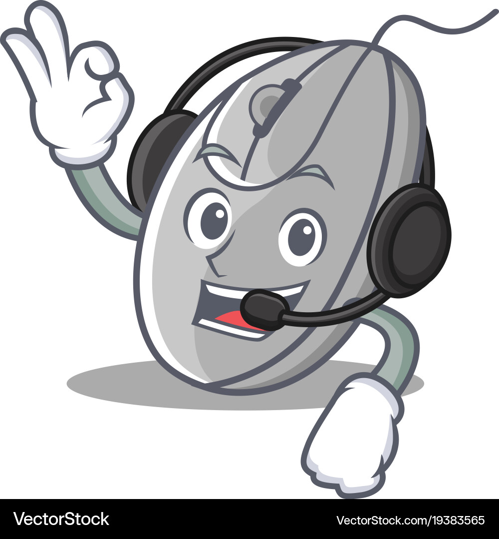 With headphone mouse mascot cartoon style Vector Image