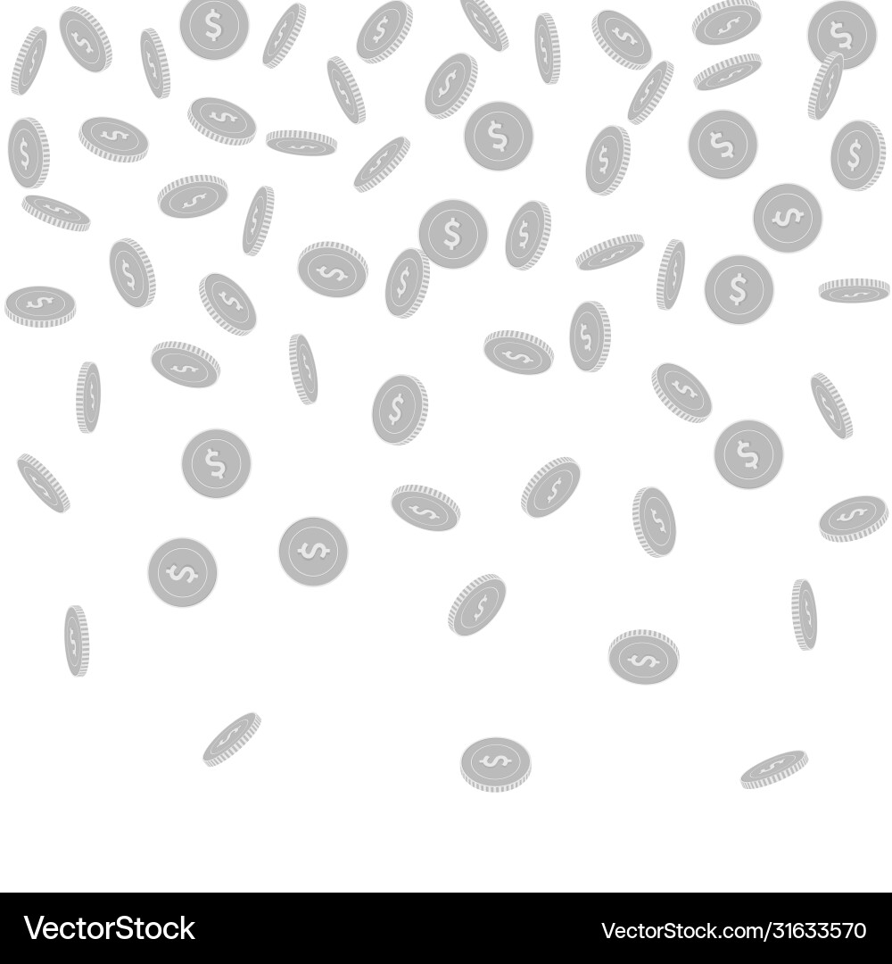 American dollar coins falling scattered black Vector Image
