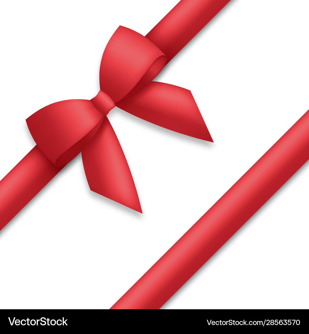Decorative red bow with ribbons gift box wrapping Vector Image