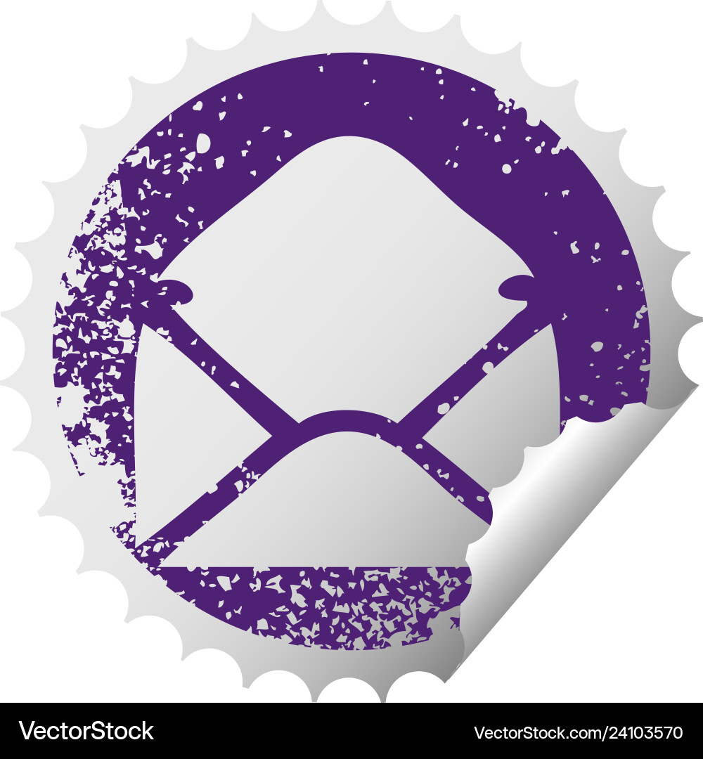 Distressed circular peeling sticker symbol paper Vector Image