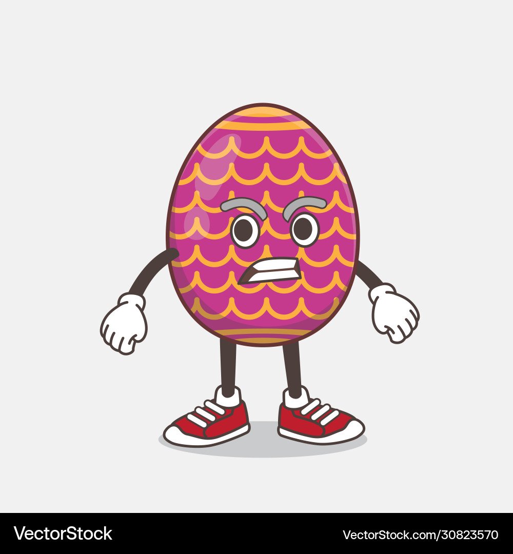 Easter egg cartoon mascot character with angry Vector Image