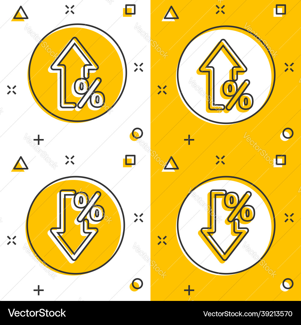 Growth and decline arrow icon in comic style Vector Image