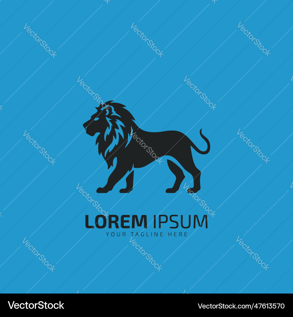 Lion logo template design icon on blue background Vector Image