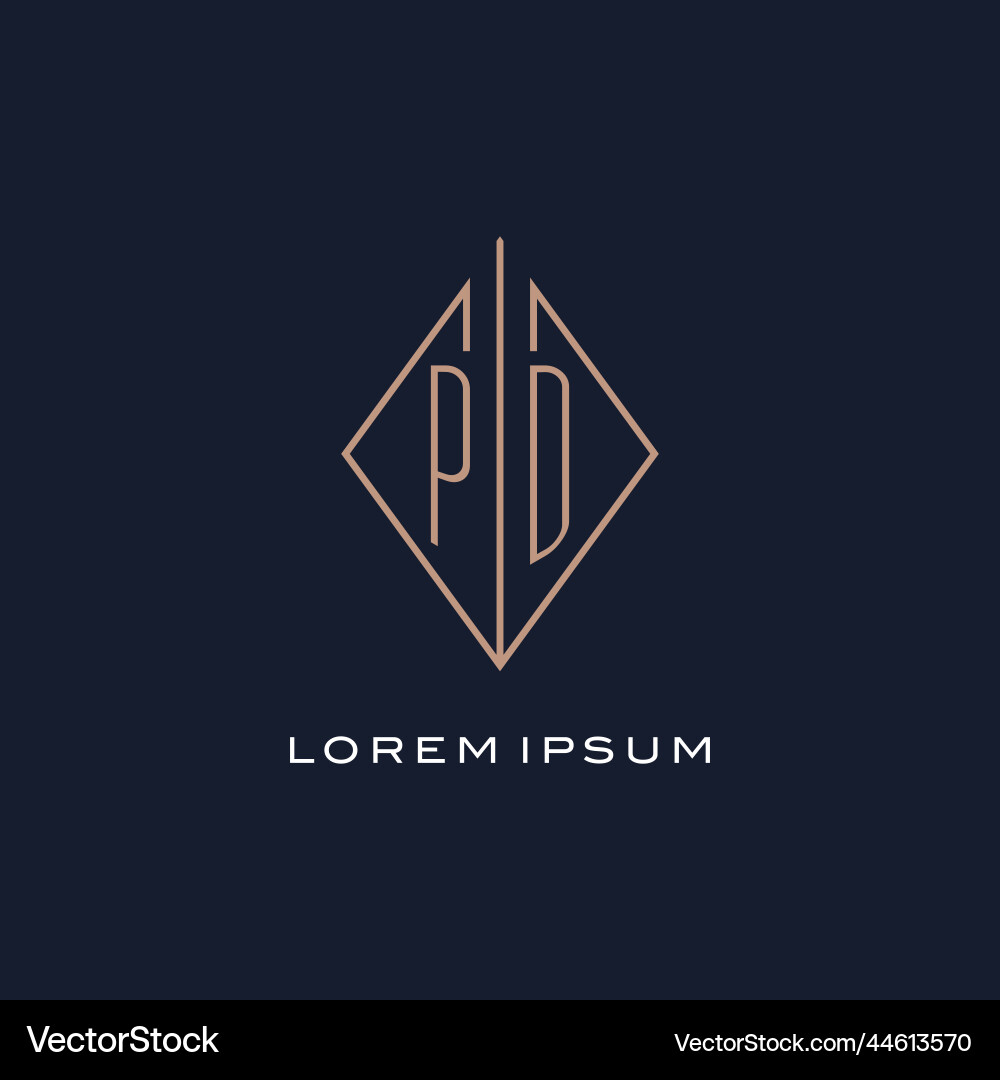 Monogram pd logo with diamond rhombus style Vector Image