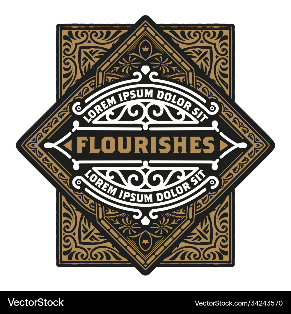 Original Label With Floral Details Royalty Free Vector Image