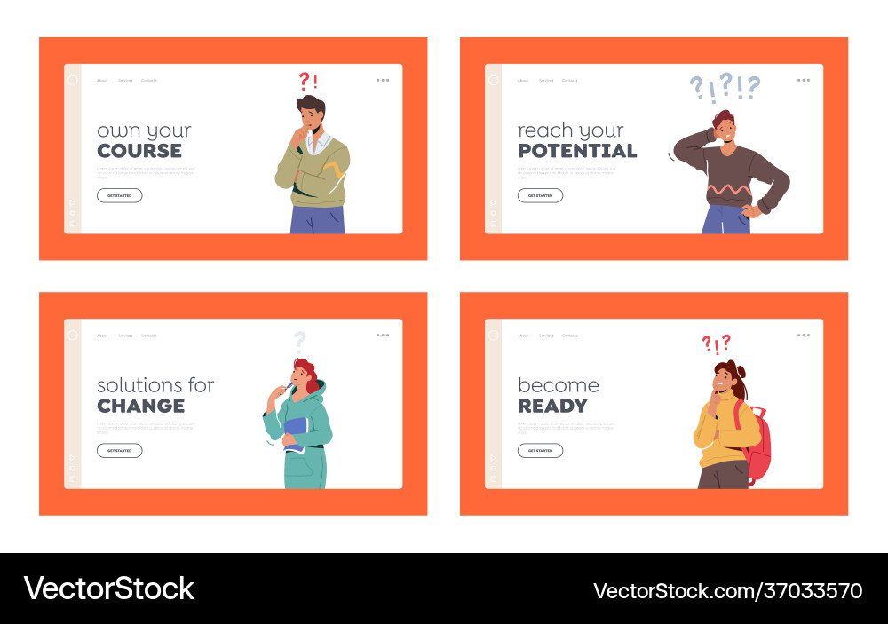 People thinking landing page template set serious Vector Image