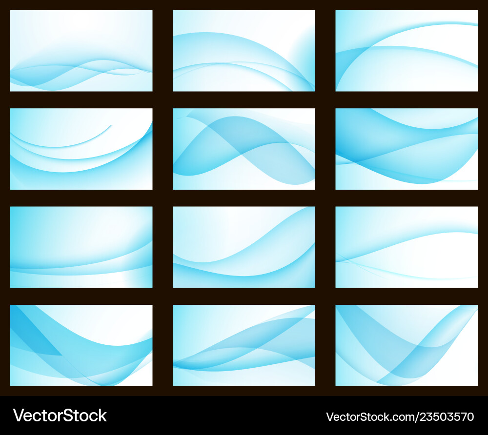 Set blue colorful wave templates blanks Royalty Free Vector
