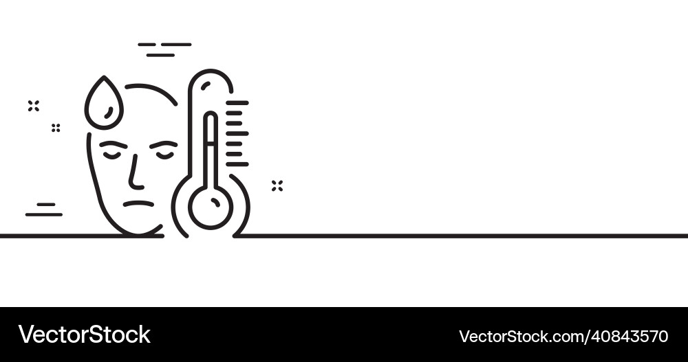 Sick man with fever line icon temperature Vector Image