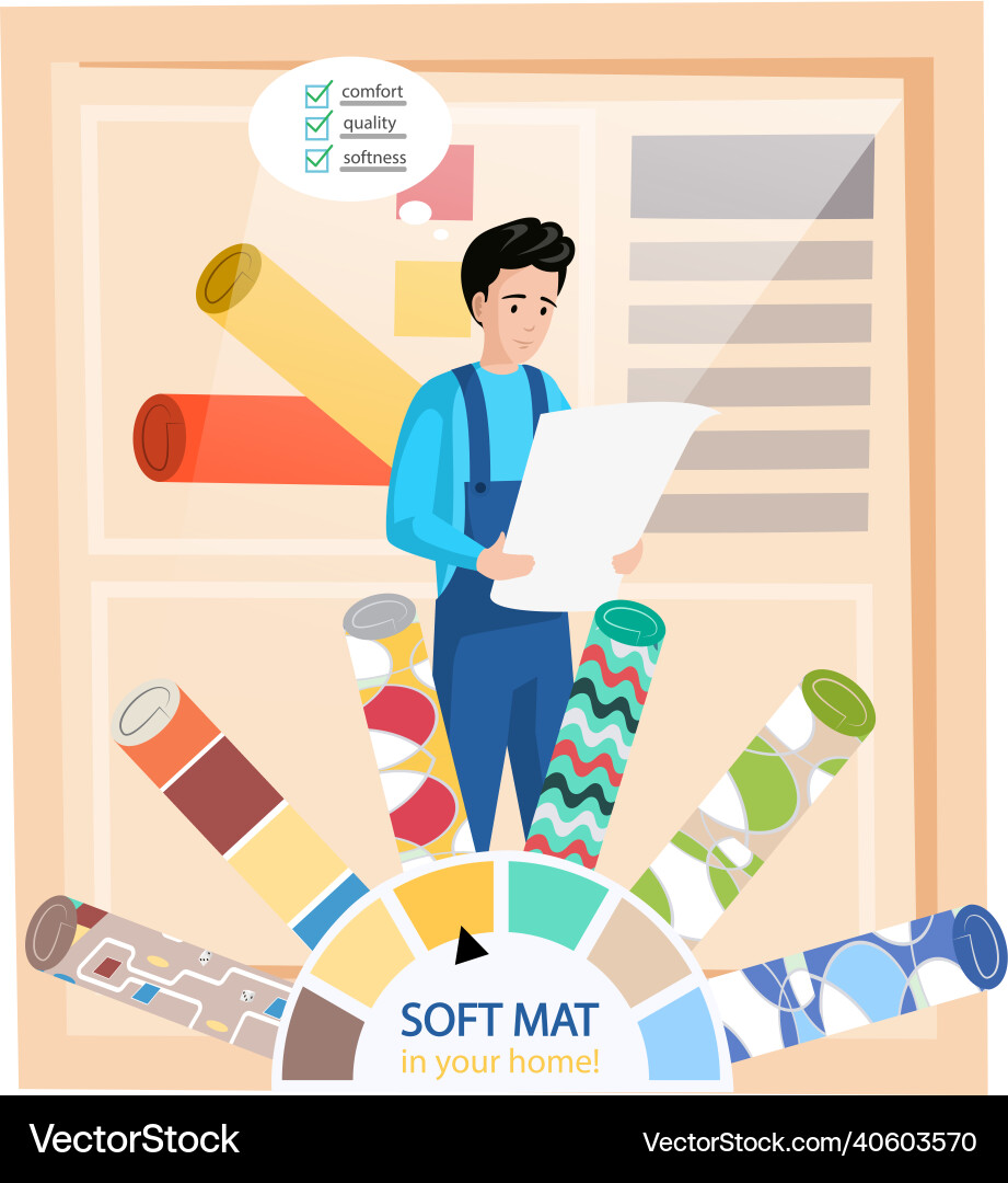 Soft mat in your home concept textile rolls rugs Vector Image