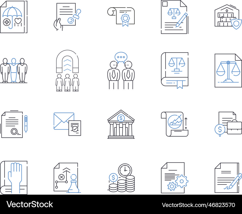 Solicitor organization line icons collection Vector Image