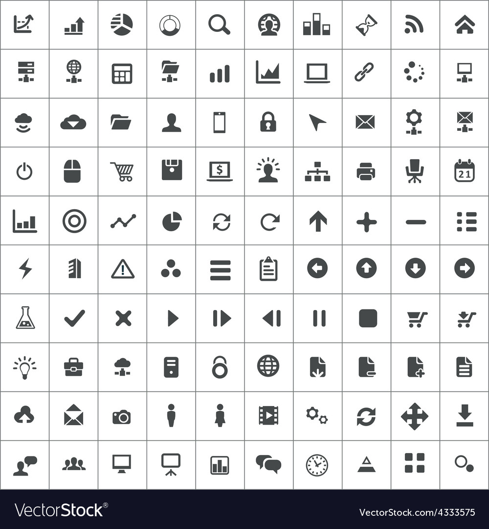 100 development soft icons Royalty Free Vector Image