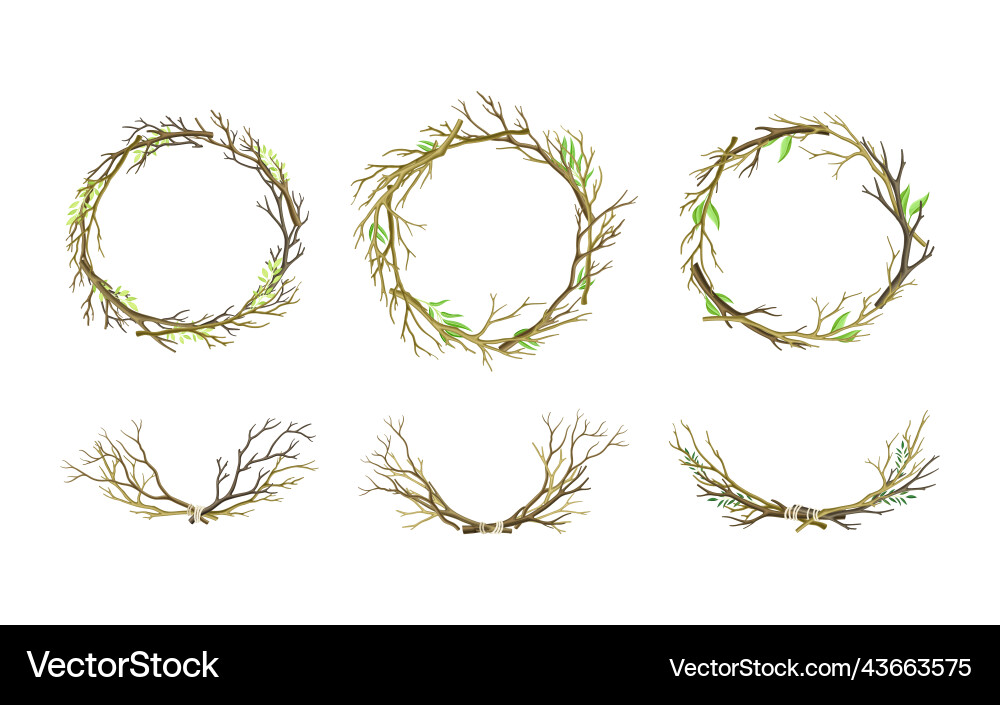 Bare tree branch tied in semi circle and wreath Vector Image