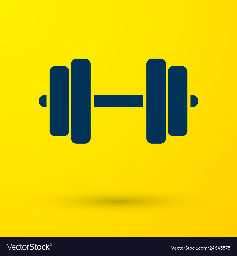Blue dumbbell icon isolated on yellow background Vector Image