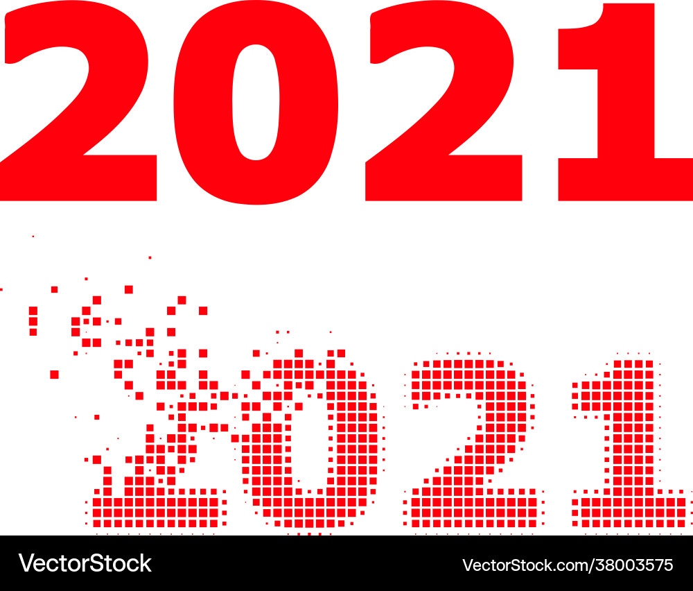 Dispersed pixel and original 2021 year digits icon