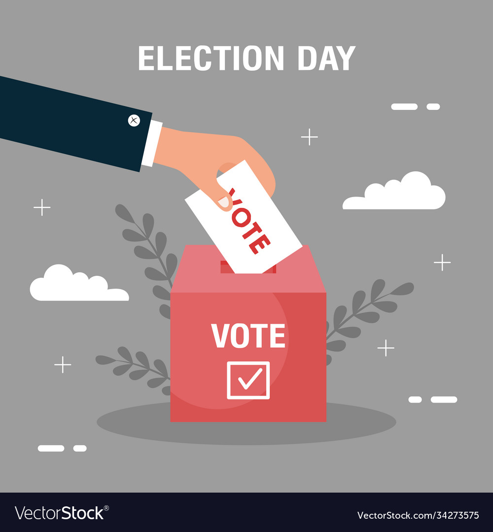 Election day hand holding vote paper and box Vector Image