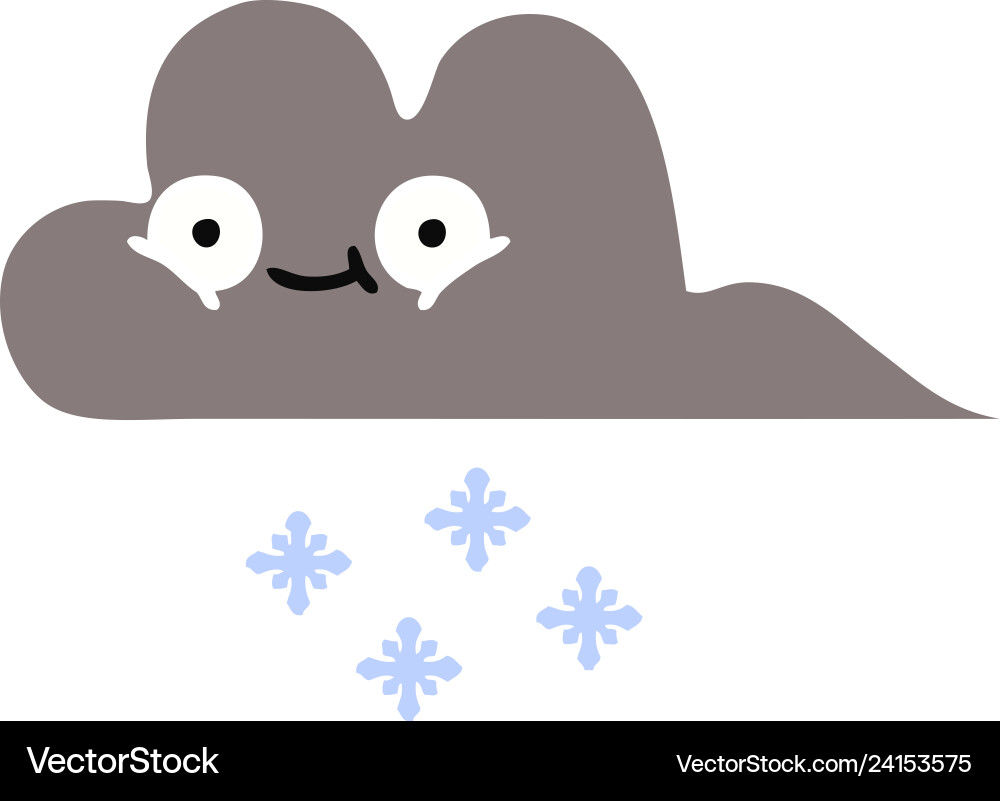 Flat color retro cartoon storm snow cloud Vector Image