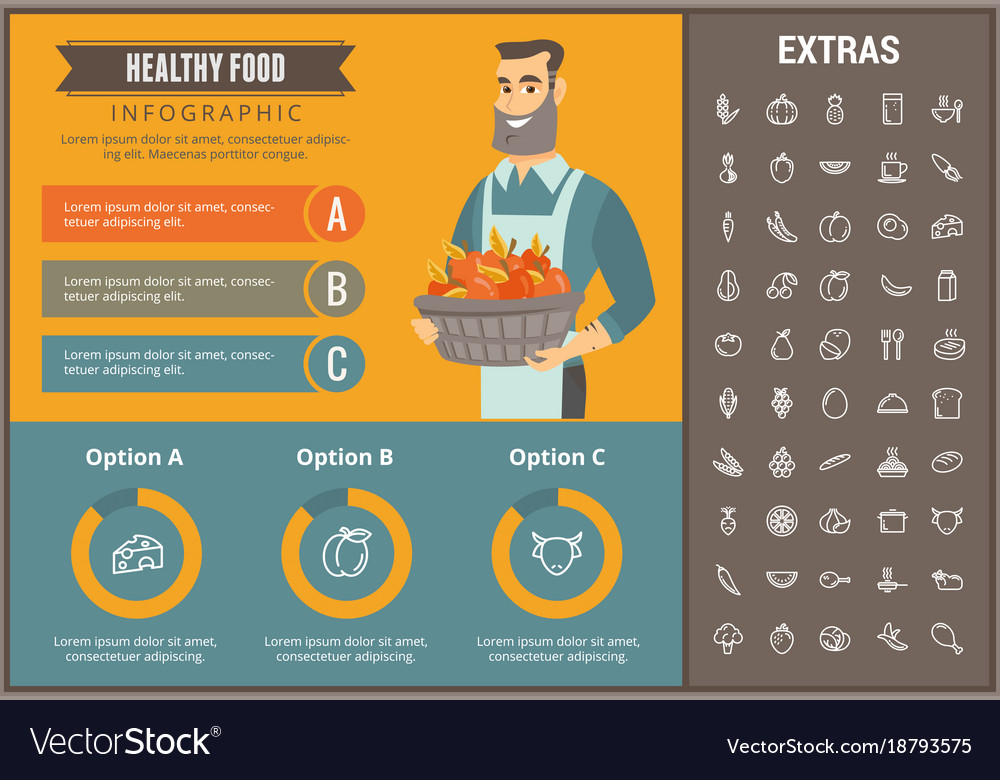 Healthy food infographic template elements icons Vector Image
