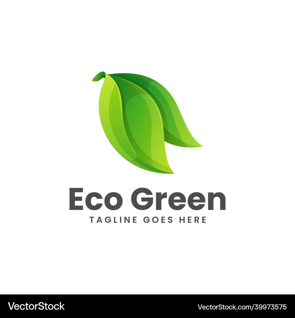 Logo green leaves gradient colorful style Vector Image