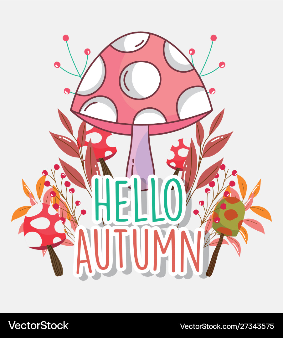 Mushroom hello autumn design icon Royalty Free Vector Image