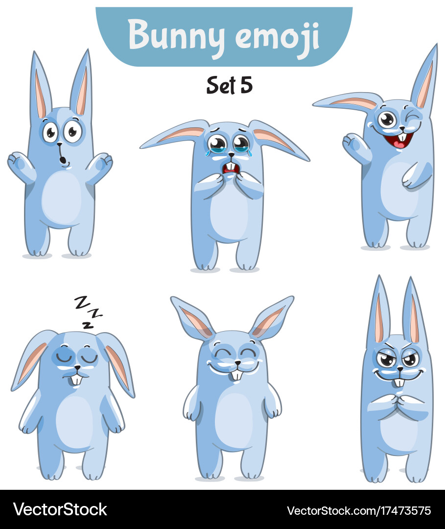 Set of cute rabbit characters 5 Royalty Free Vector Image