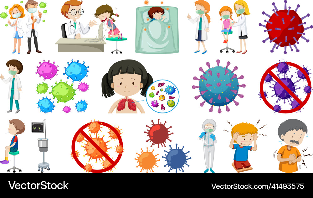 Set of sick people with different symptoms Vector Image