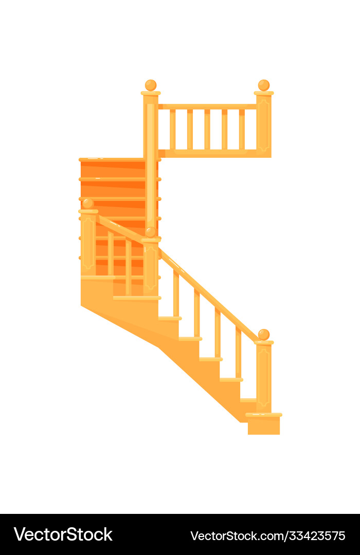 Wooden staircase isolated with railing Royalty Free Vector