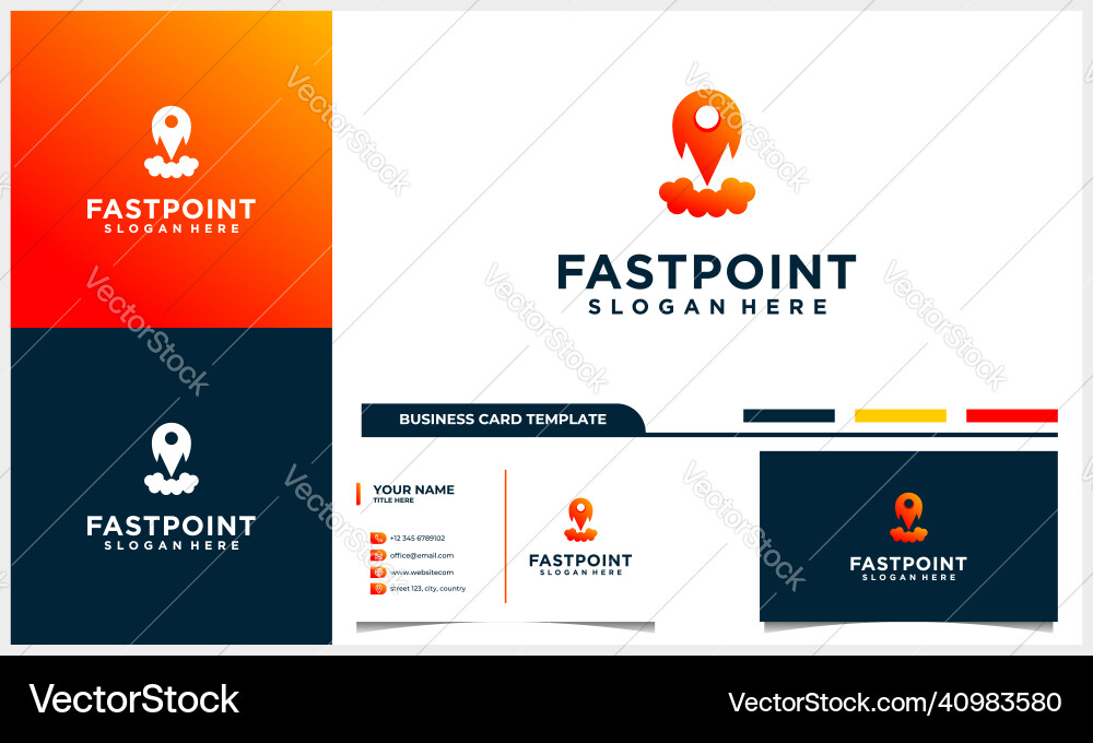 Abstract rocket logo concept with business card Vector Image