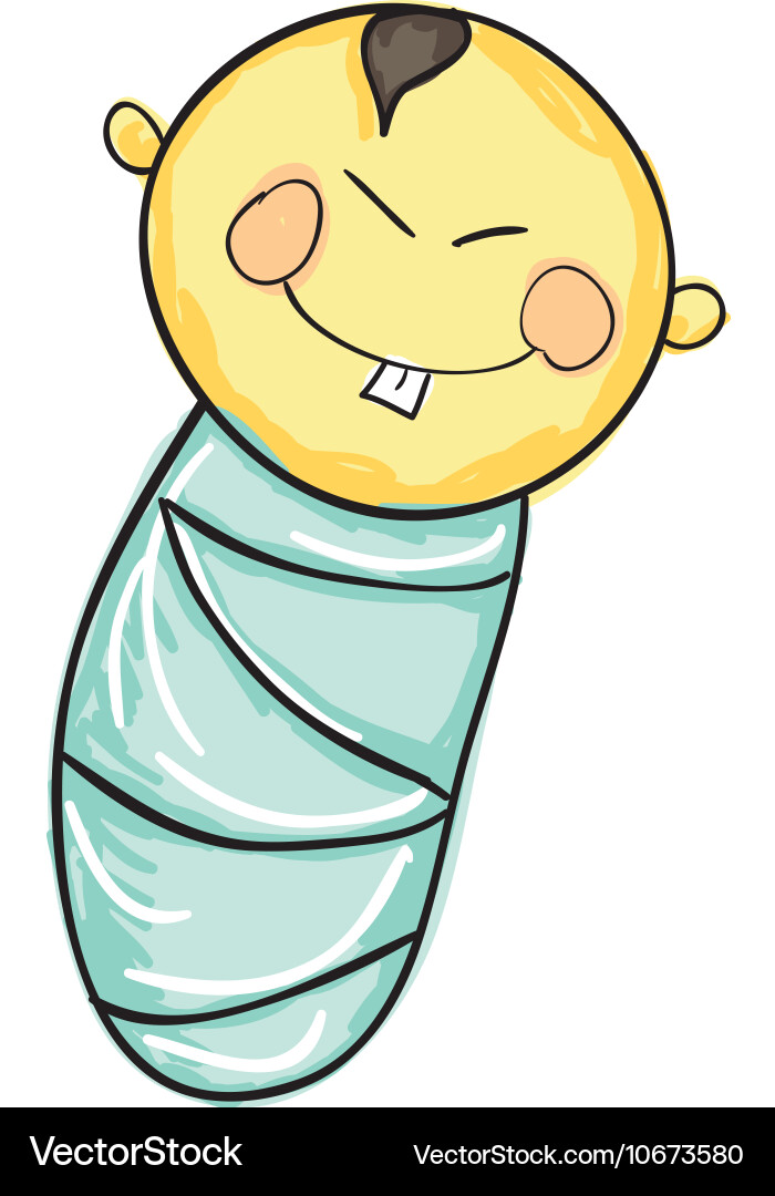 Baby smiling wrapped on blanket Royalty Free Vector Image