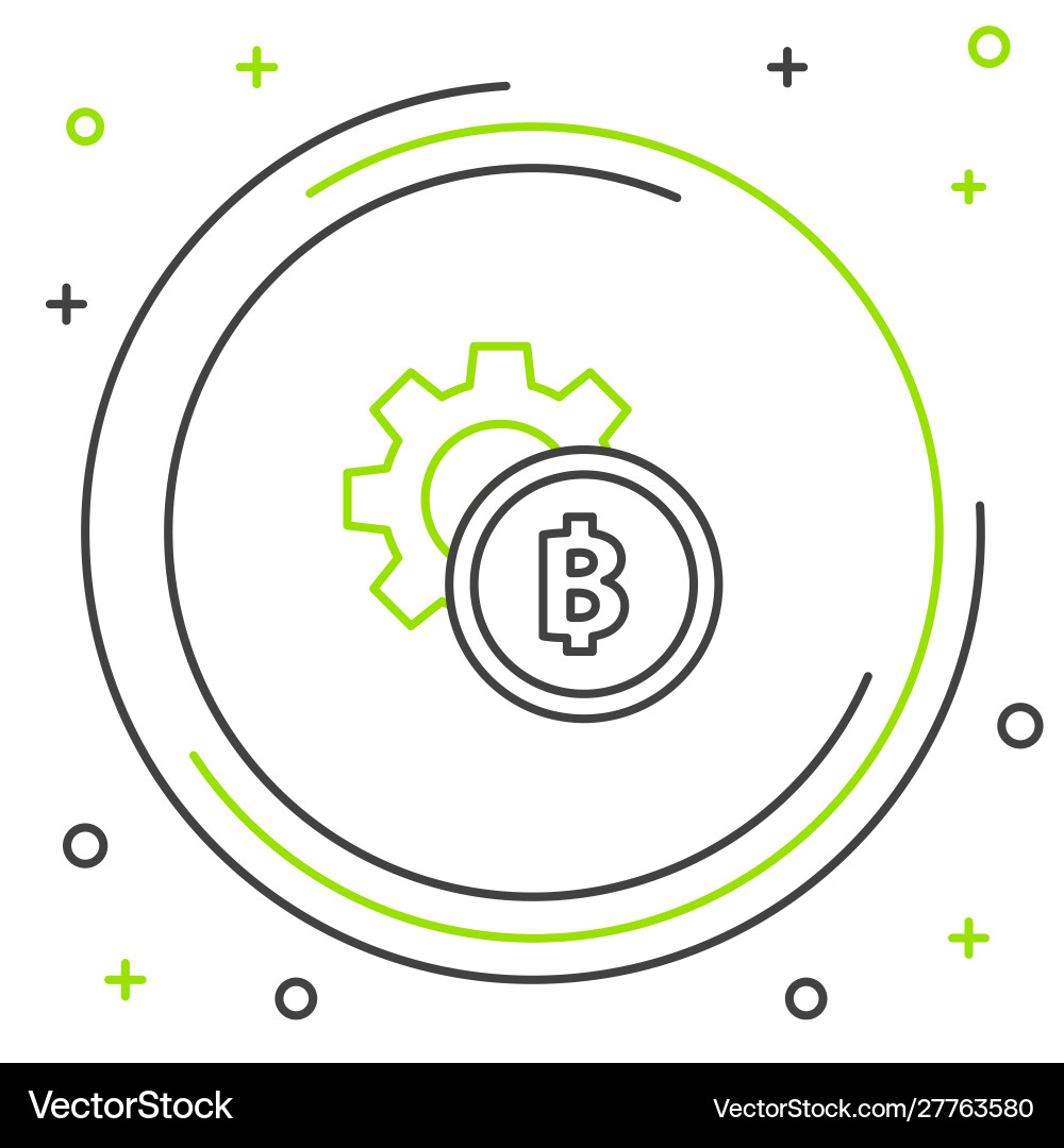 Black and green line cryptocurrency coin bitcoin Vector Image