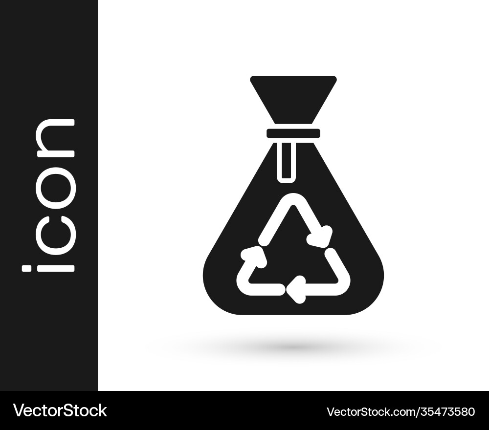 Black garbage bag with recycle symbol icon Vector Image