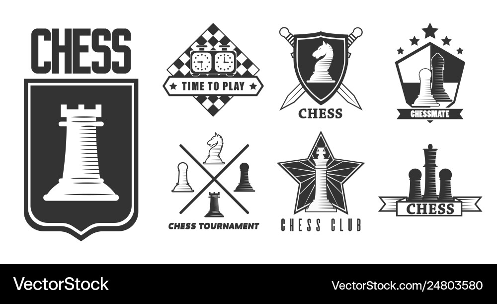 Chess game isolated monochrome icon pieces Vector Image