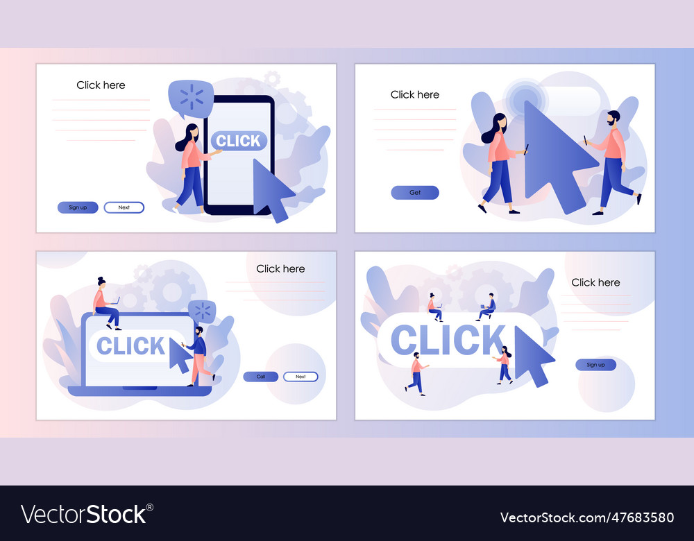 Click here button cursor pointer sign tiny Vector Image