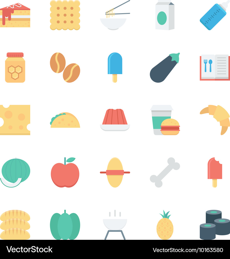 Food colored icons 3 Royalty Free Vector Image