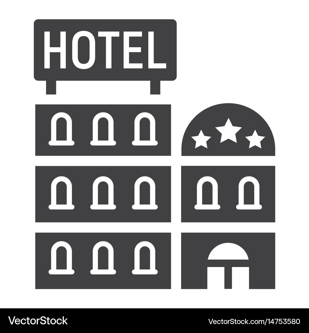 Hotel building solid icon travel and tourism Vector Image
