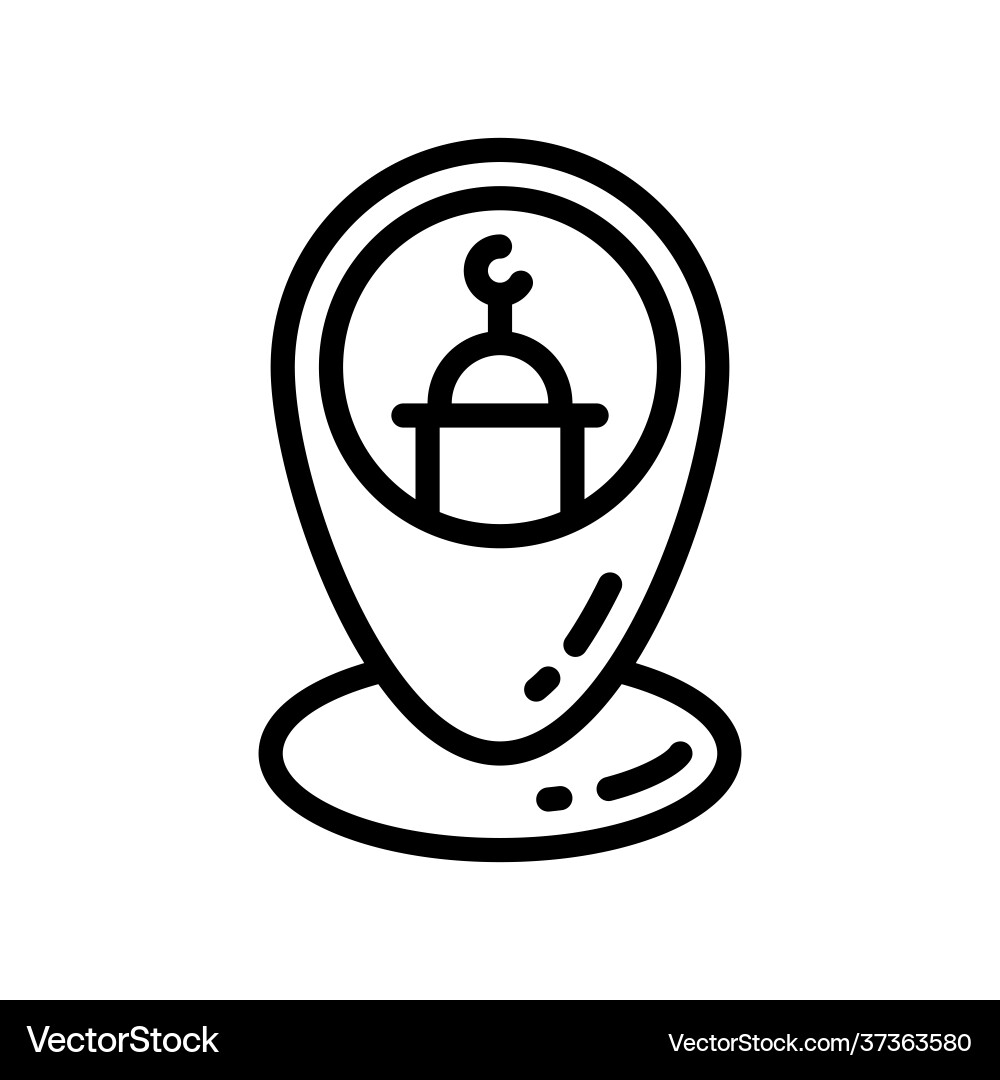 Islamic mosque location icon in line style Vector Image