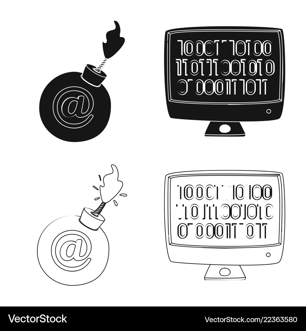 Isolated object of virus and secure sign set Vector Image