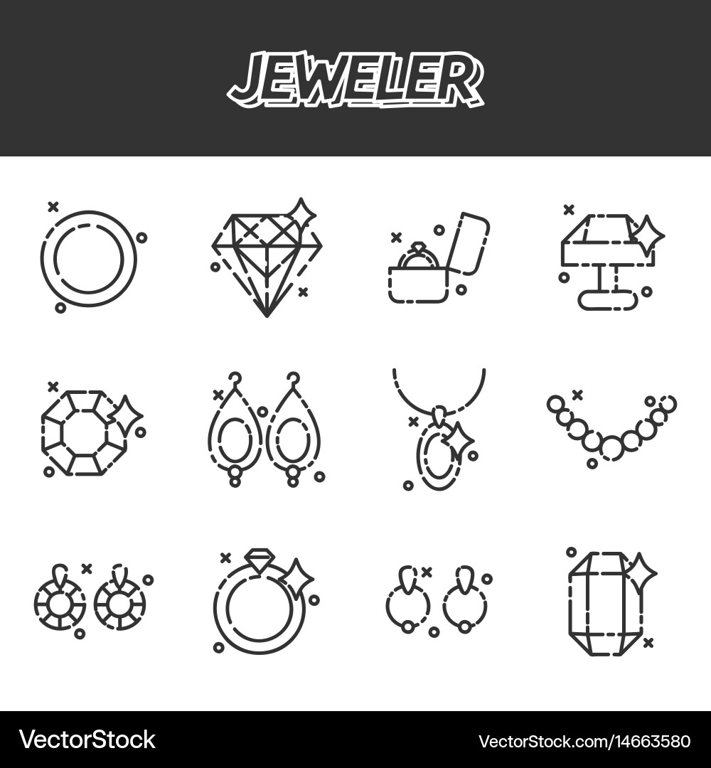Jeweler icons set Royalty Free Vector Image - VectorStock