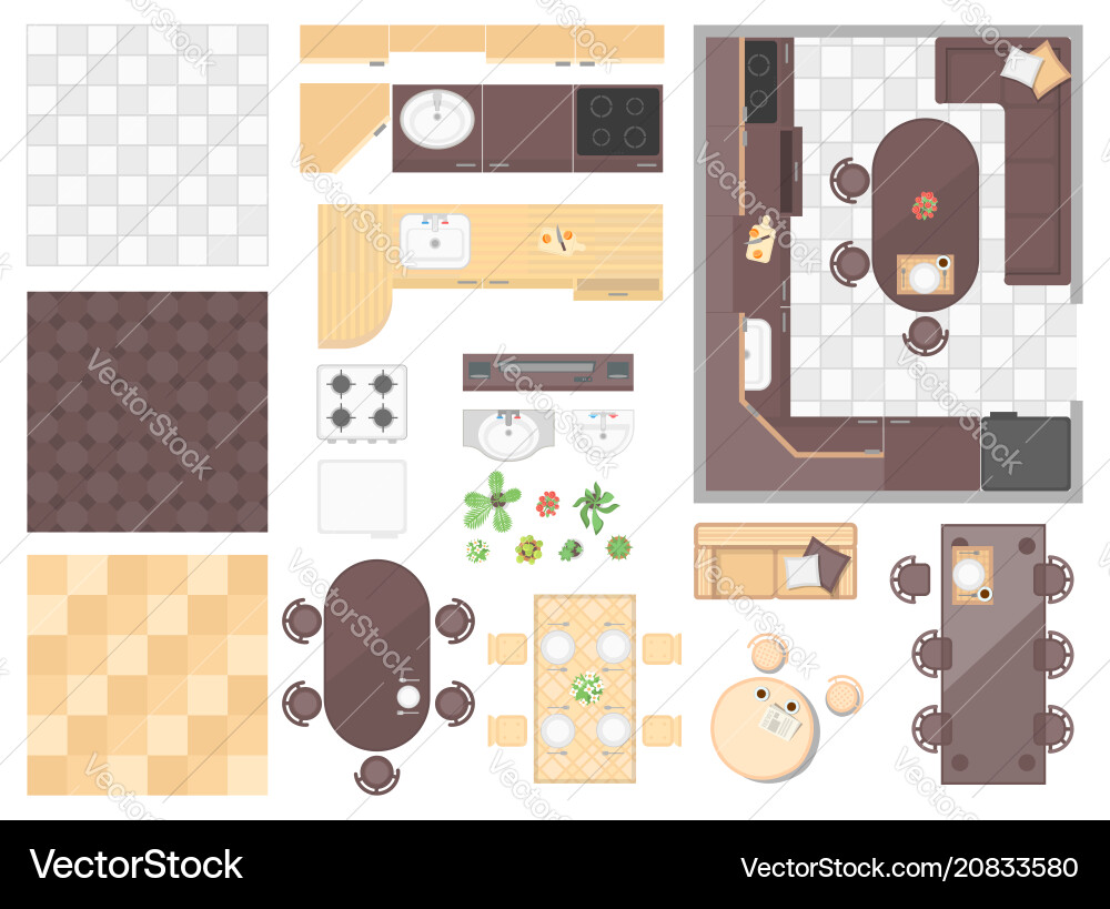 Kitchen elements - set modern objects Royalty Free Vector