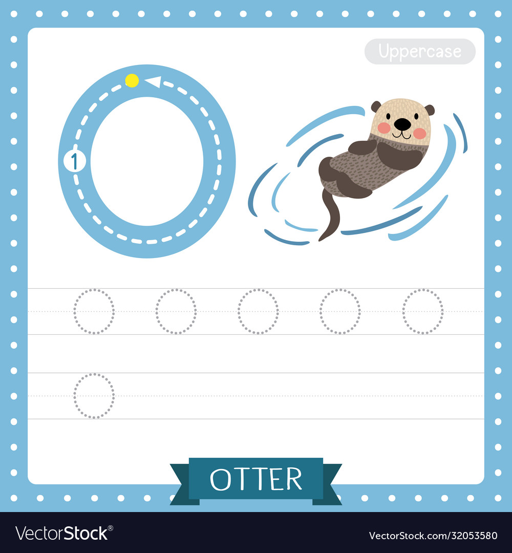 Letter o uppercase tracing practice worksheet Vector Image