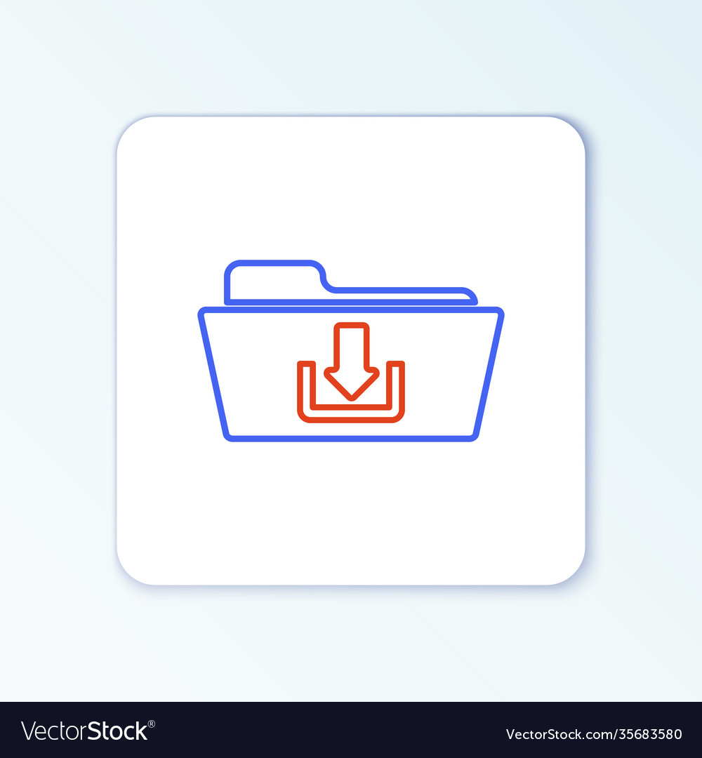 Line folder download icon isolated on white Vector Image