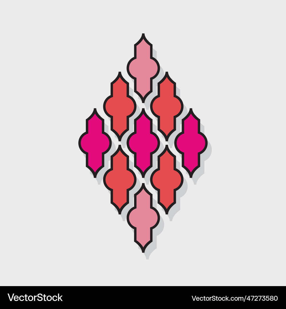 Orange and pink geometrical tiles emblems set Vector Image