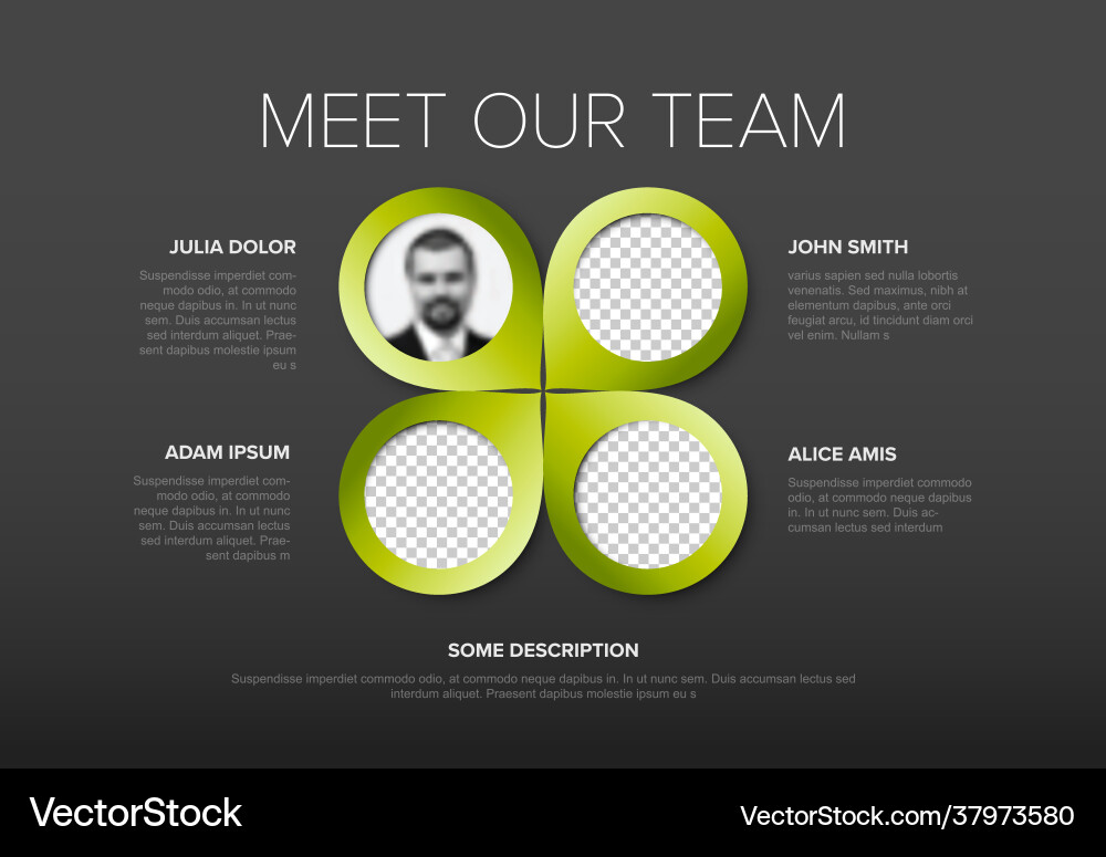 Our company team presentation template with four Vector Image