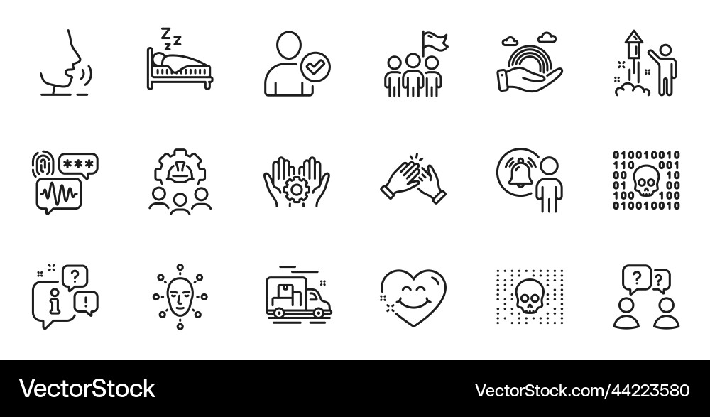 Outline set of clapping hands smile face Vector Image