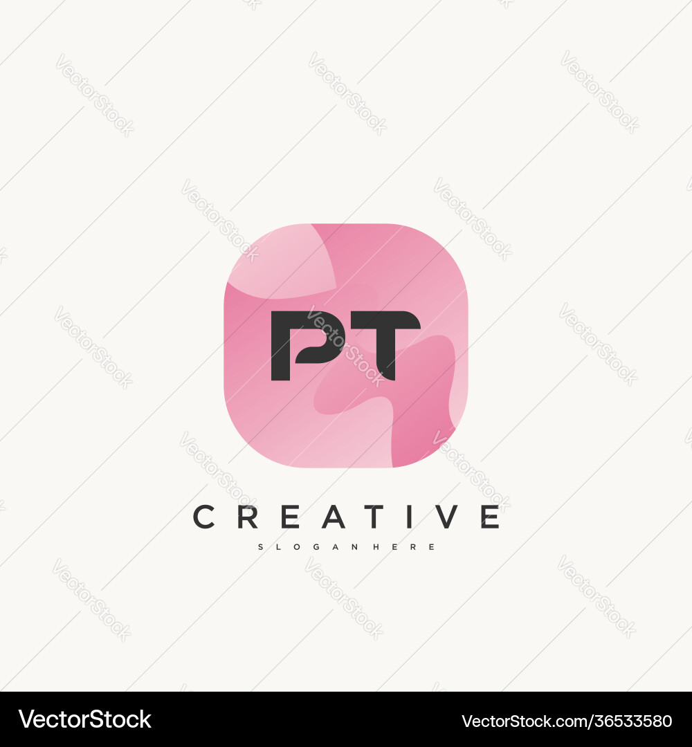 Pt initial letter colorful logo icon design Vector Image