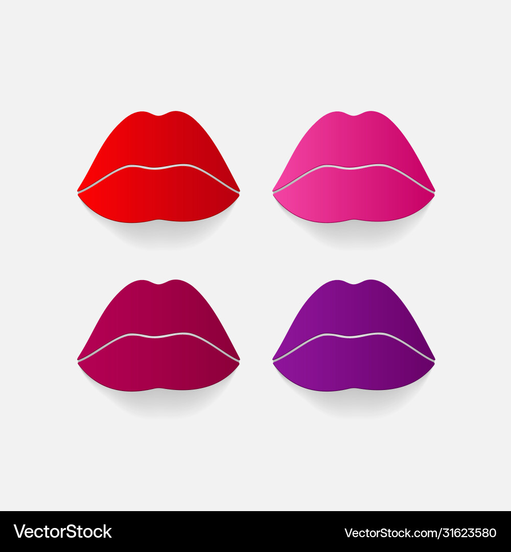 Realistic paper sticker sexy lips Royalty Free Vector Image