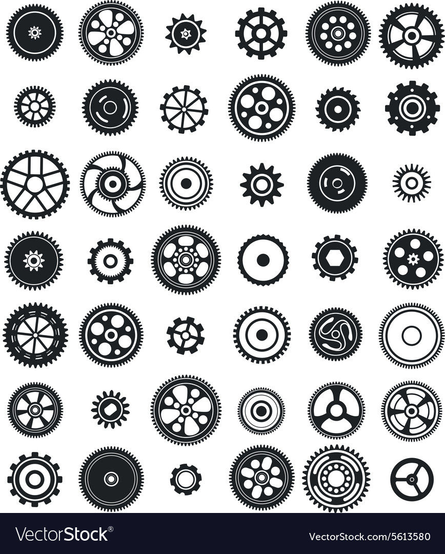 Set 42 gears Royalty Free Vector Image - VectorStock