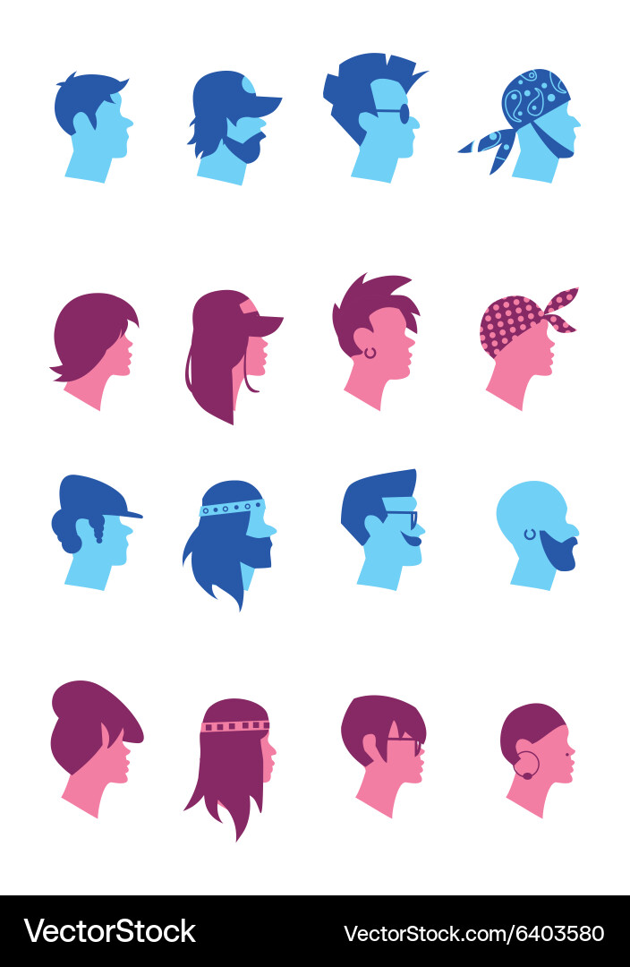 Set avatars music fans Royalty Free Vector Image