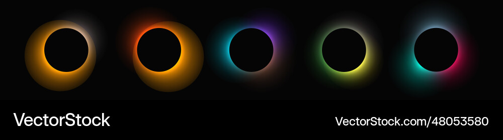 Set of circle illuminate light frames with color Vector Image